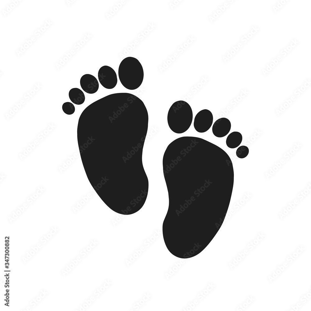 Children's footprint. Traces of bare feet. Vector illustration of bare ...