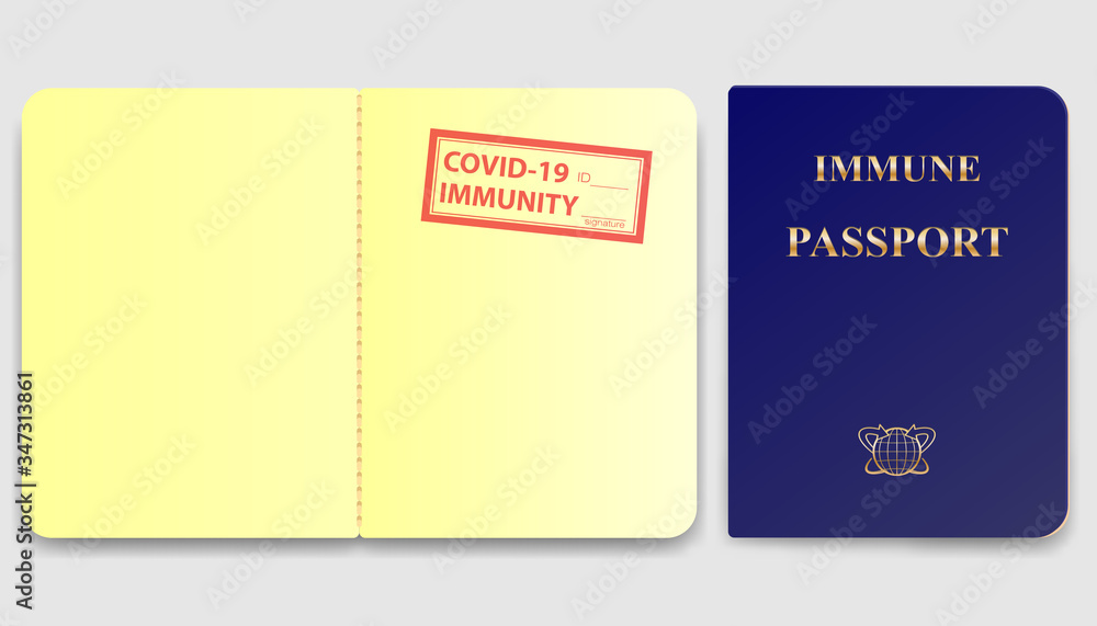 Immunity passport sample design. Travel identity for person is immune ...
