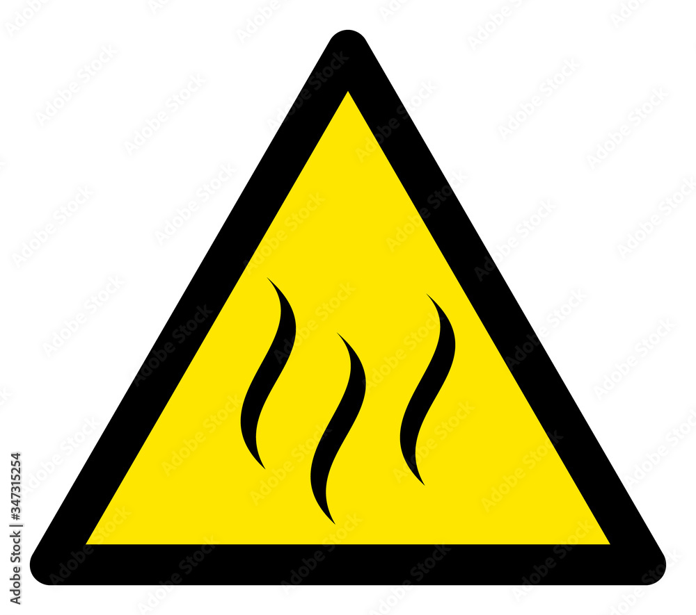 Vector vapour flat warning sign. Triangle icon uses black and yellow ...