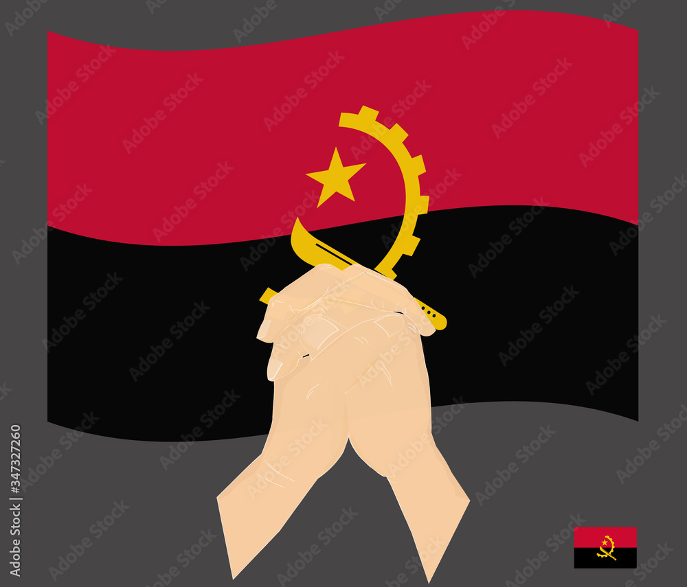 Praying hands with Angola National Flag, Pray for Angola, Save Angolian ...