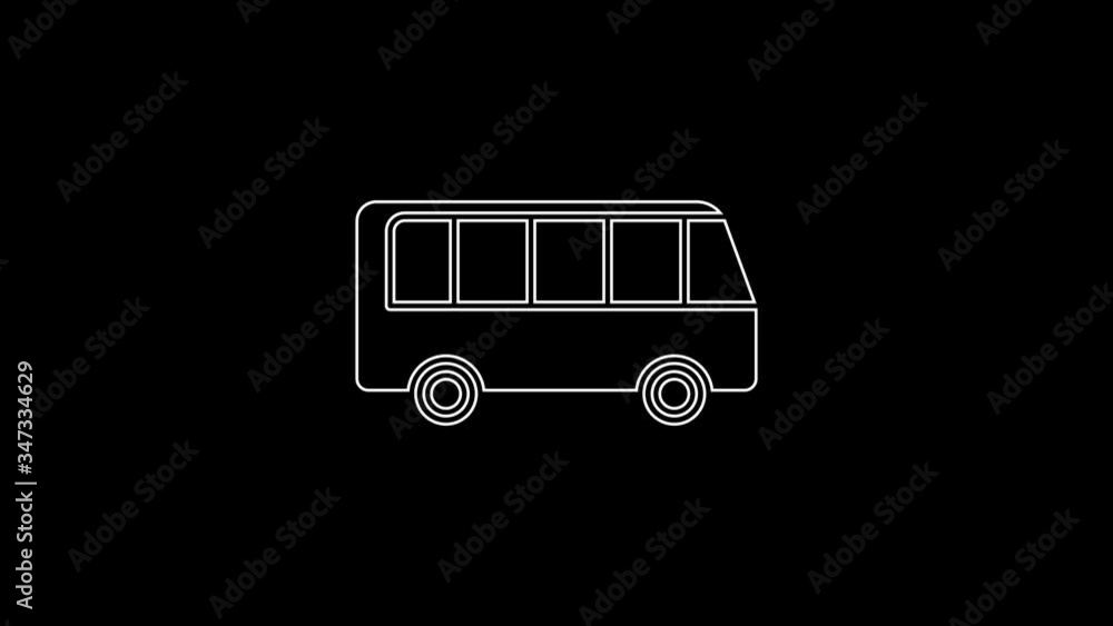 White line Bus icon isolated on black background. Transportation ...