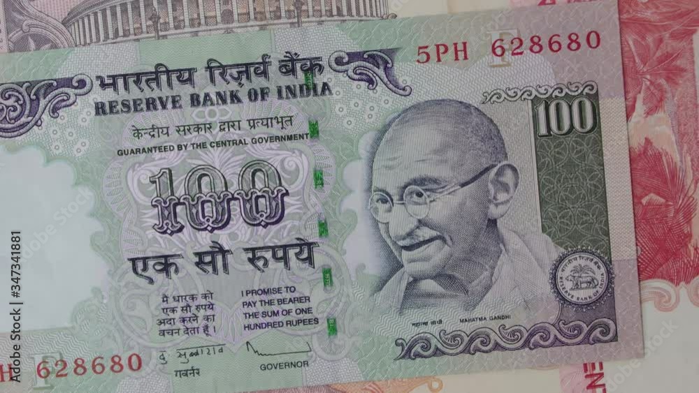 Mahatma Gandhi, Portrait from India 100 Rupees Banknotes. India money ...