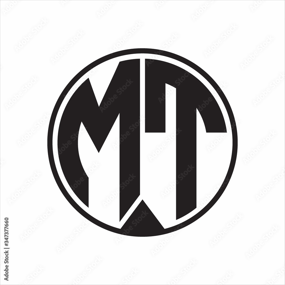 MT Logo monogram circle with piece ribbon style on white background ...