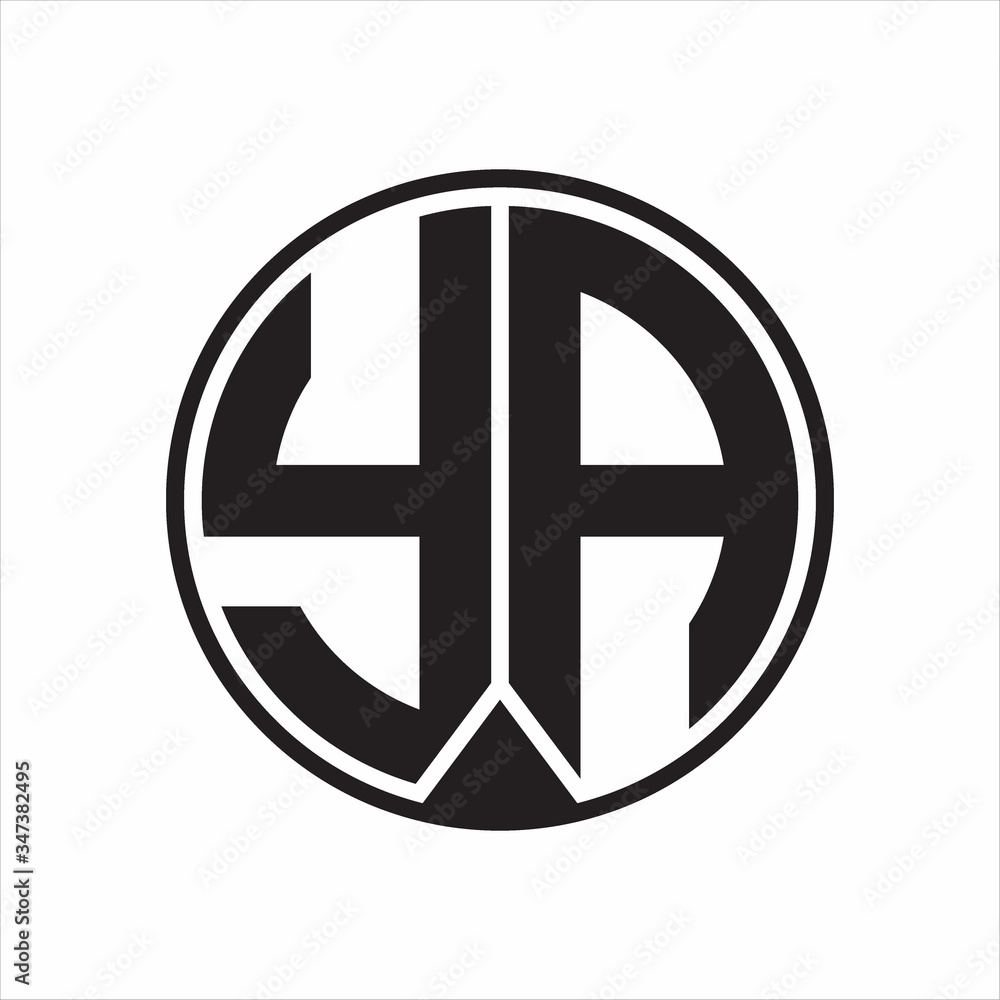 YA Logo monogram circle with piece ribbon style on white background ...