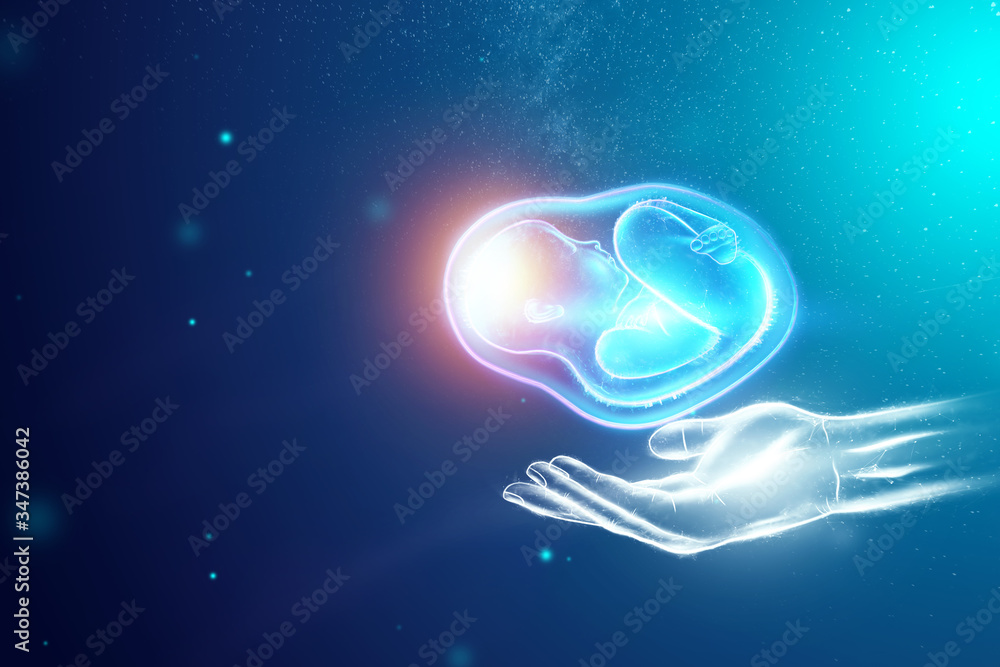 Artificial insemination, on the hand. Child in the fetal position ...