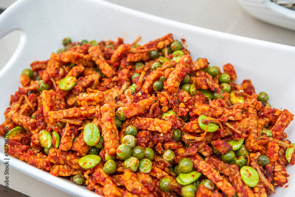 Indonesian food tempe balado cooked with stinky beans Stock Photo ...