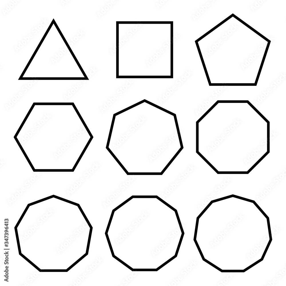 Vektorová grafika „Symbols of lines triangle, rectangle, pentagon ...