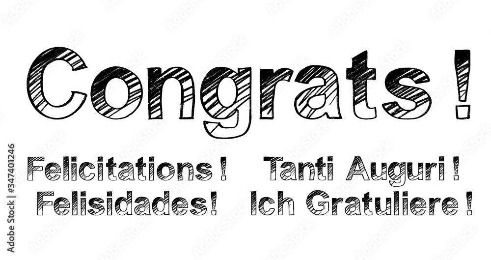 Set of congrats brush paint hand drawn lettering on white background ...