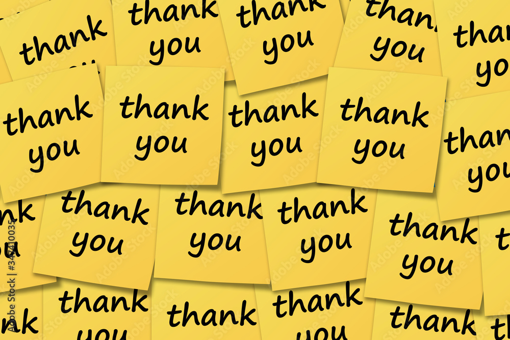 Yellow post it note paper with thank you message Stock Photo | Adobe Stock