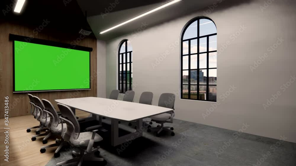3d illustration animation, a seamless panorama of the room and office ...