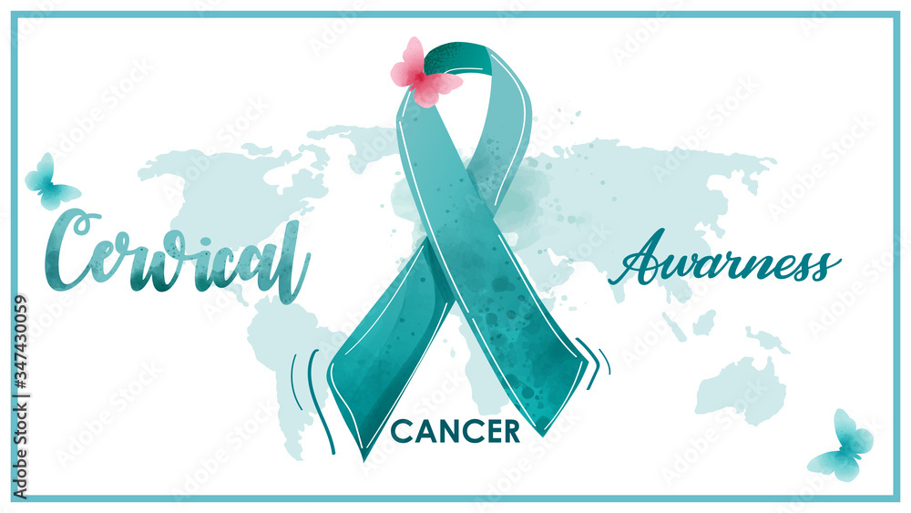 Cervical Cancer Ribbon Butterfly