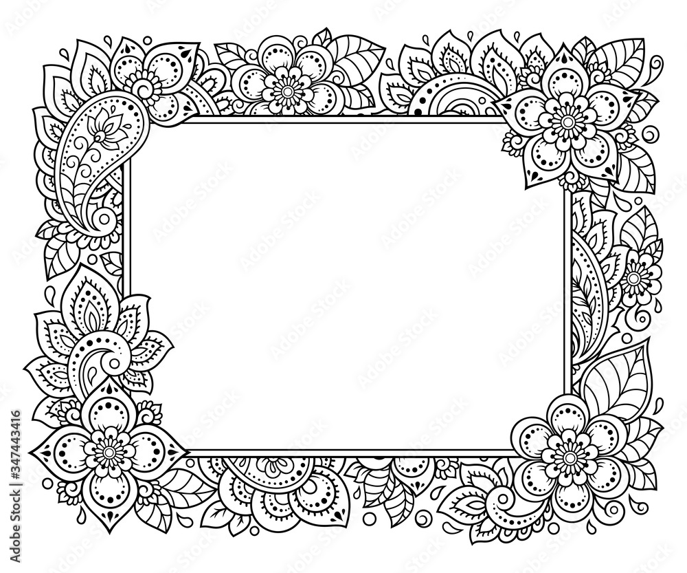 Stylized with henna tattoos decorative pattern for decorating covers ...