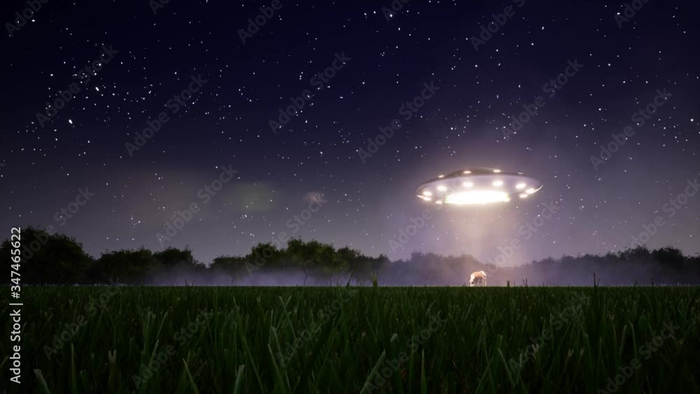 Ufo cow in retro style on light background. Alien space ship. Ufo ...