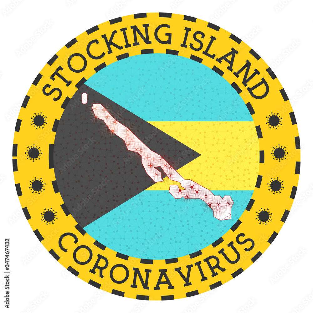 Coronavirus in Stocking Island sign. Round badge with shape of Stocking ...