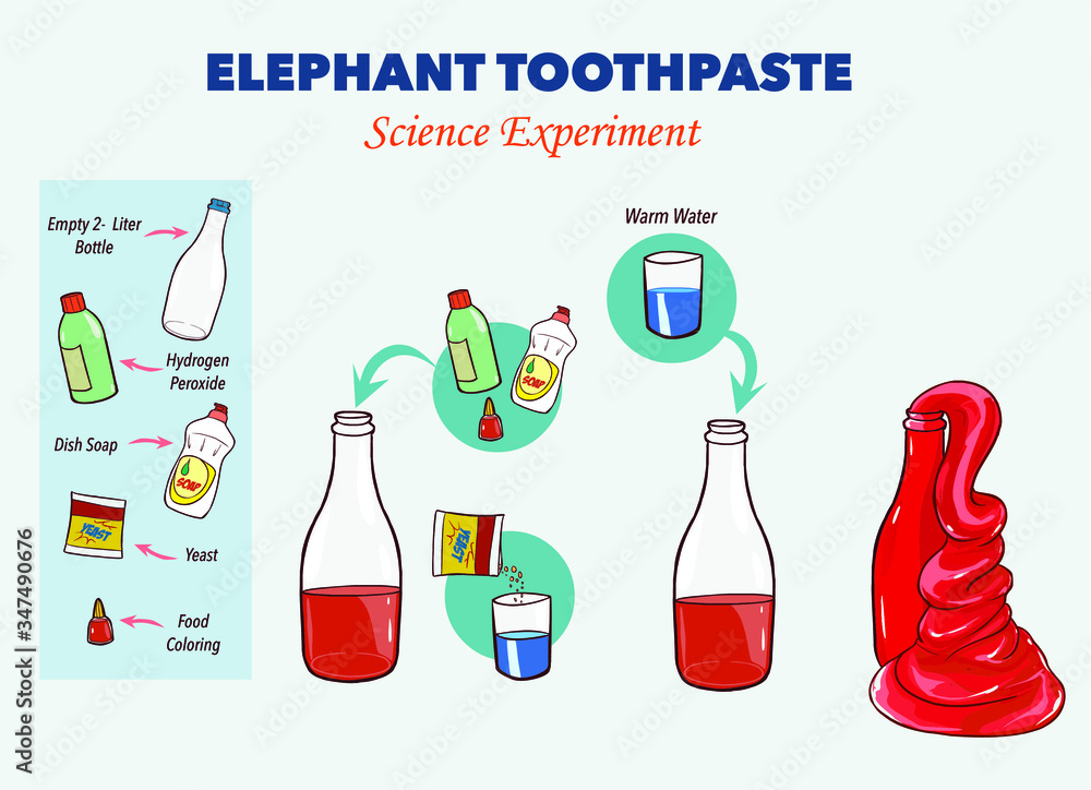 Poster Vector illustration of Elephant's toothpaste experiment – Wall ...
