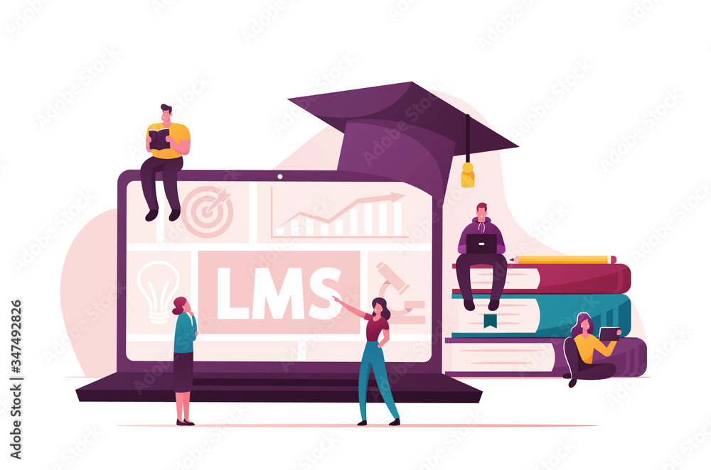 Lms, Learning Management System Concept. Tiny Male and Female ...