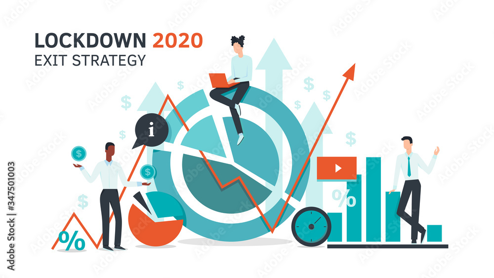 Lockdown exit strategy. Quarantine, lifting lockdown plan. Vector flat ...