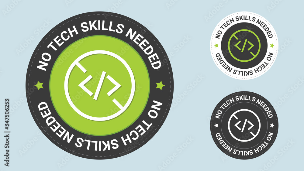 No Tech Skill Needed stamp vector illustration. Vector certificate icon ...