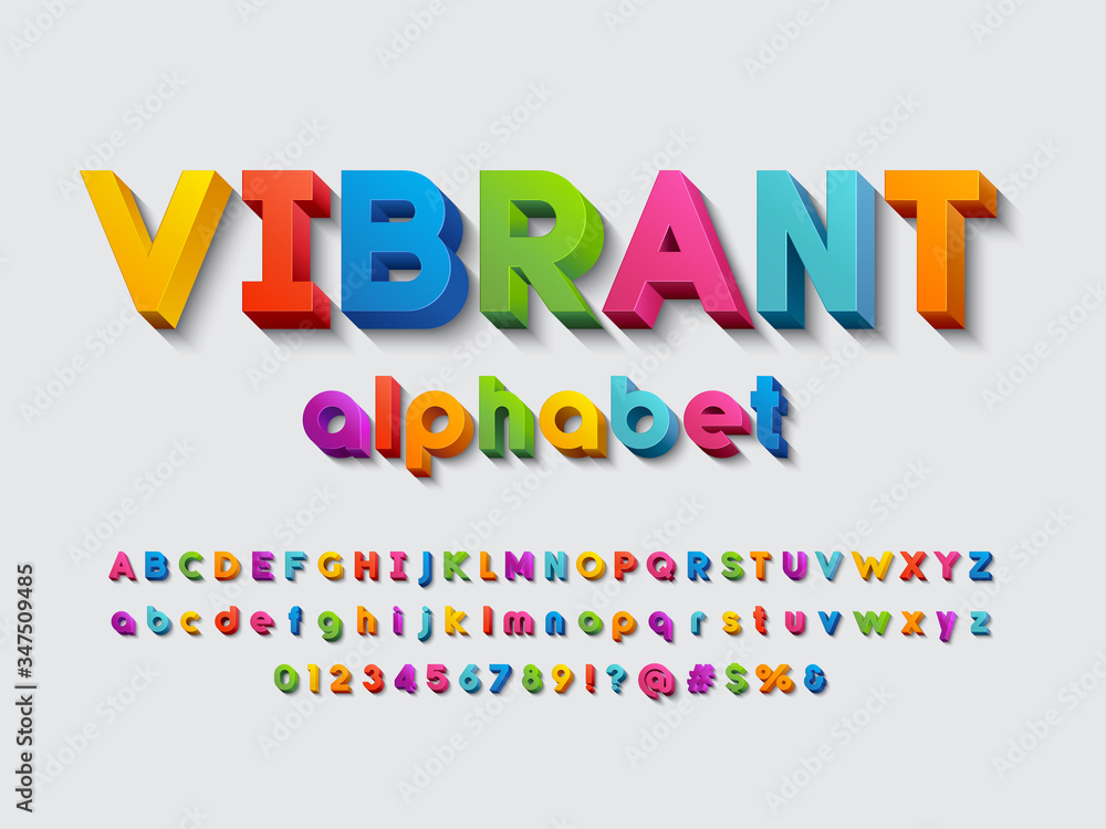 Vector of 3D bold colorful alphabet design Stock Vector | Adobe Stock