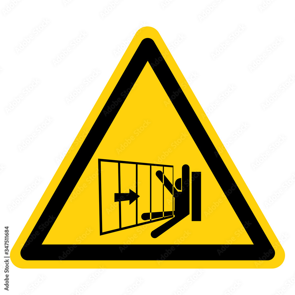 Warning Moving Gate Can Cause Injury Hazard Symbol Sign ,Vector ...