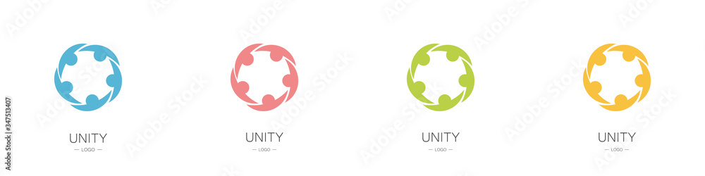 Set of unity logos. Team and partnership concept. Collection. Modern ...