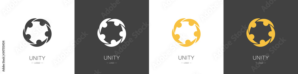 Set of unity logos. Team and partnership concept. Collection. Modern ...
