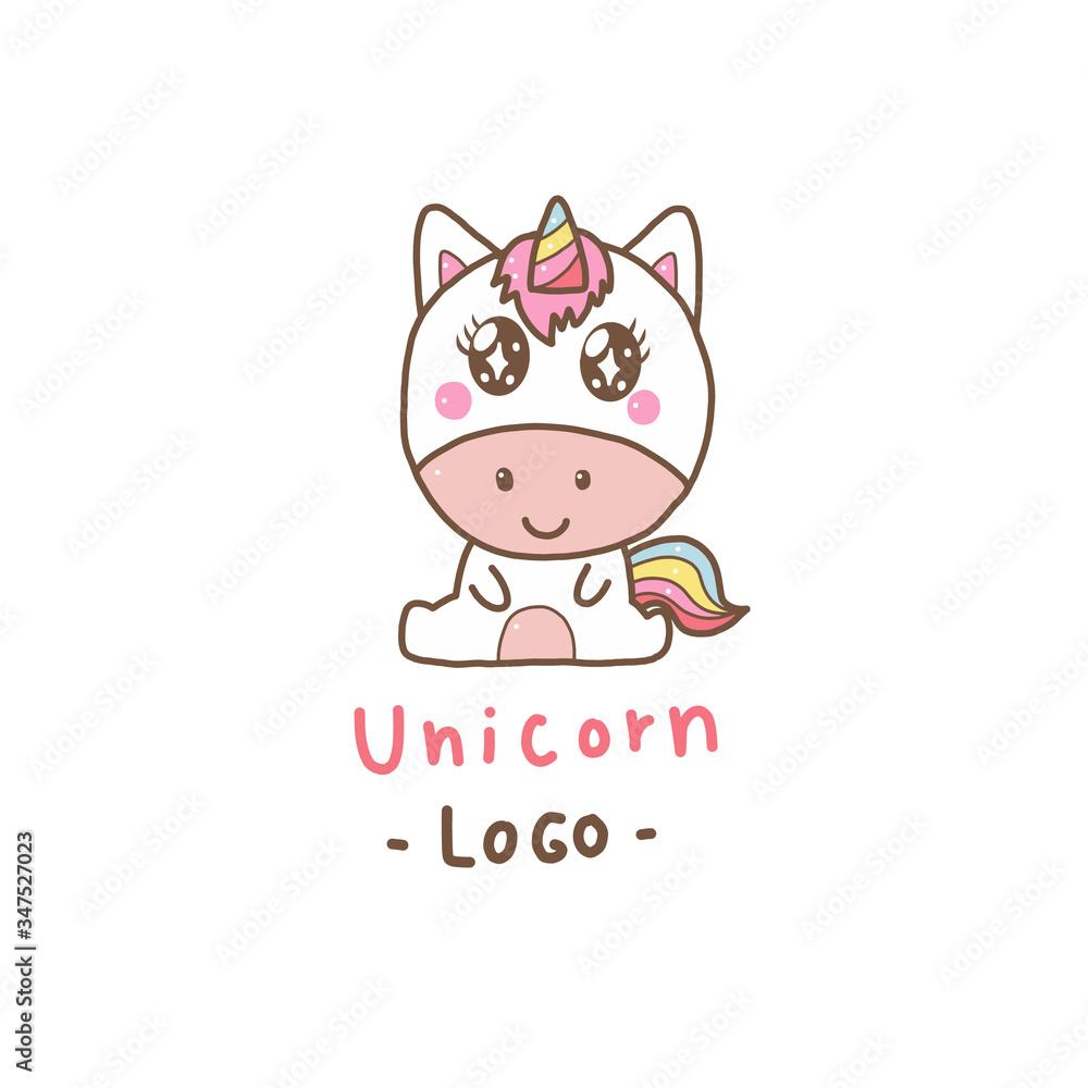 cute unicorn logo hand draw for kids store Stock Vector | Adobe Stock