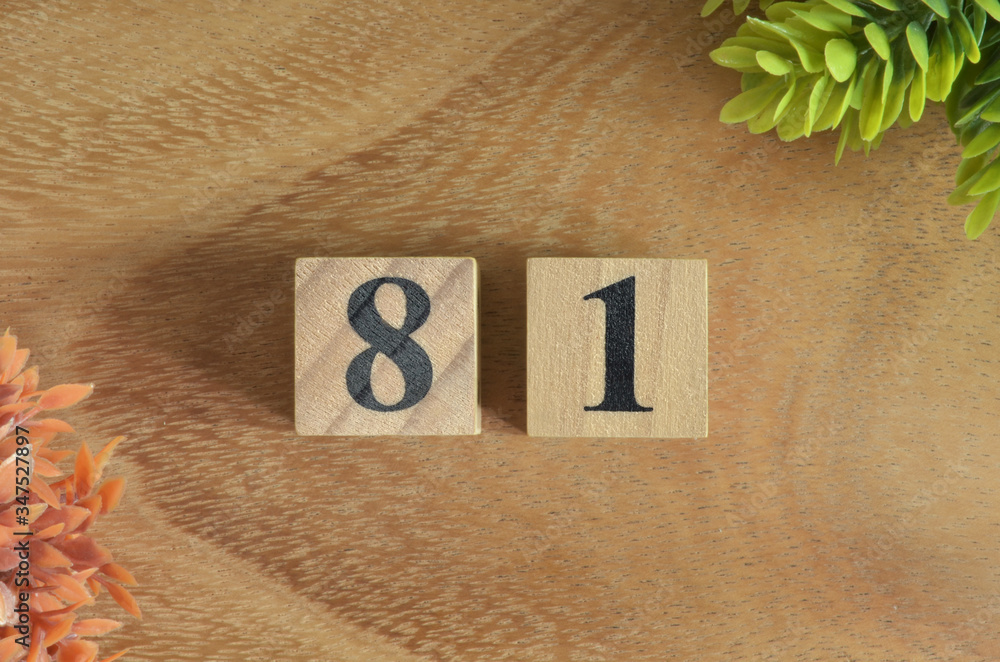 Number 81, Rating, Award, Design with number cube colorful stone in ...