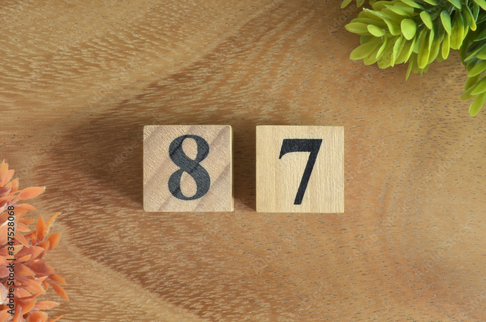 Number 87, Rating, Award, Design with number cube colorful stone in ...