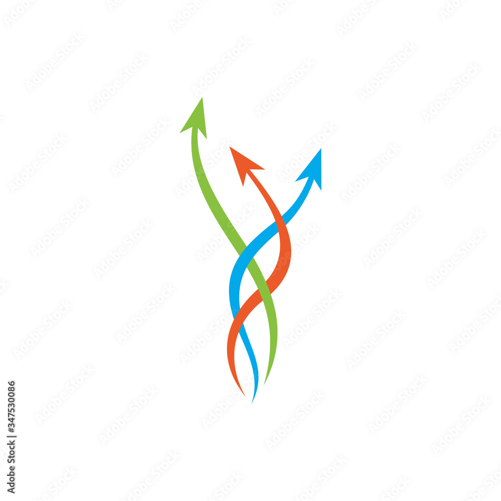 Arrow vector logo icon, colorful three way arrow vector icon ...