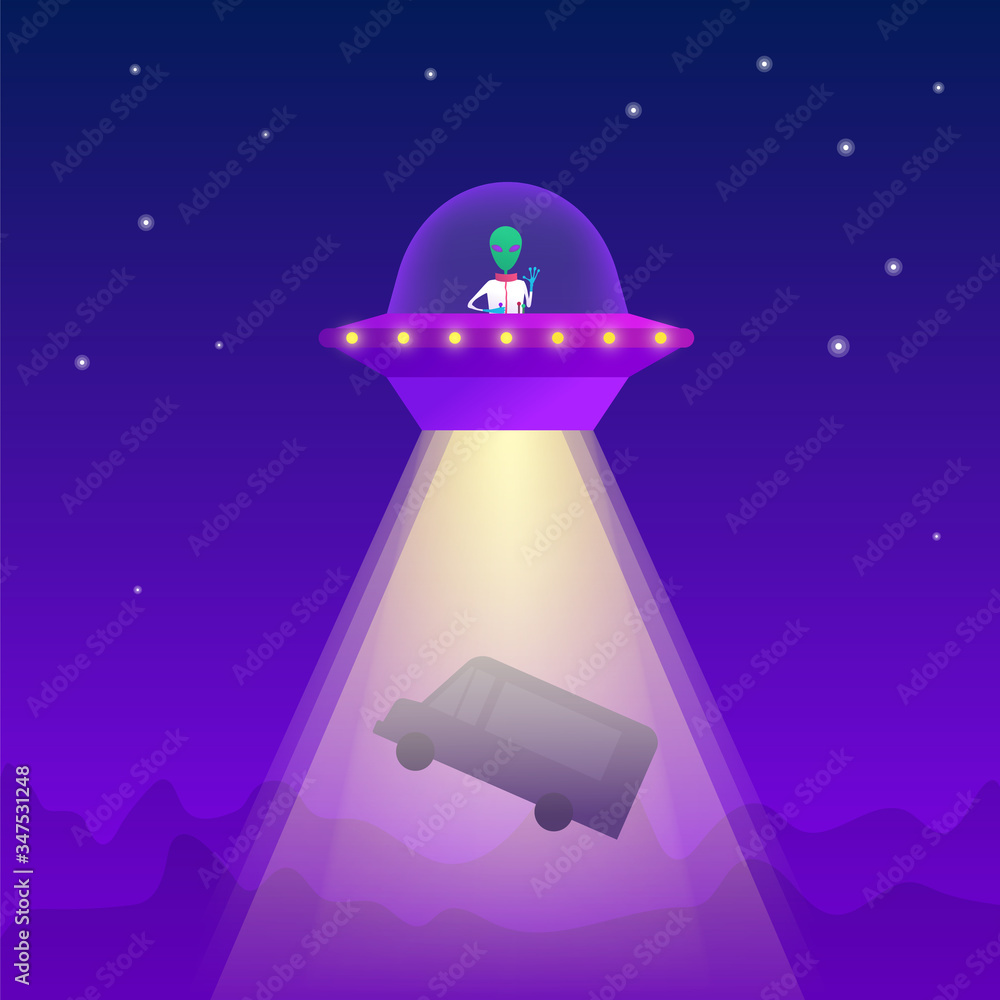 Alien Spaceship Beam Cartoon