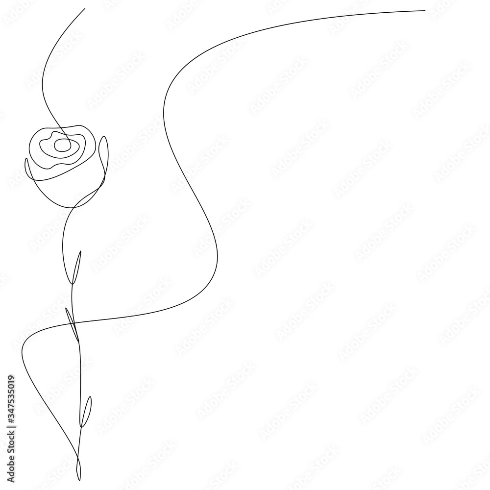 Rose flower background line drawing, vector illustration Stock Vector ...