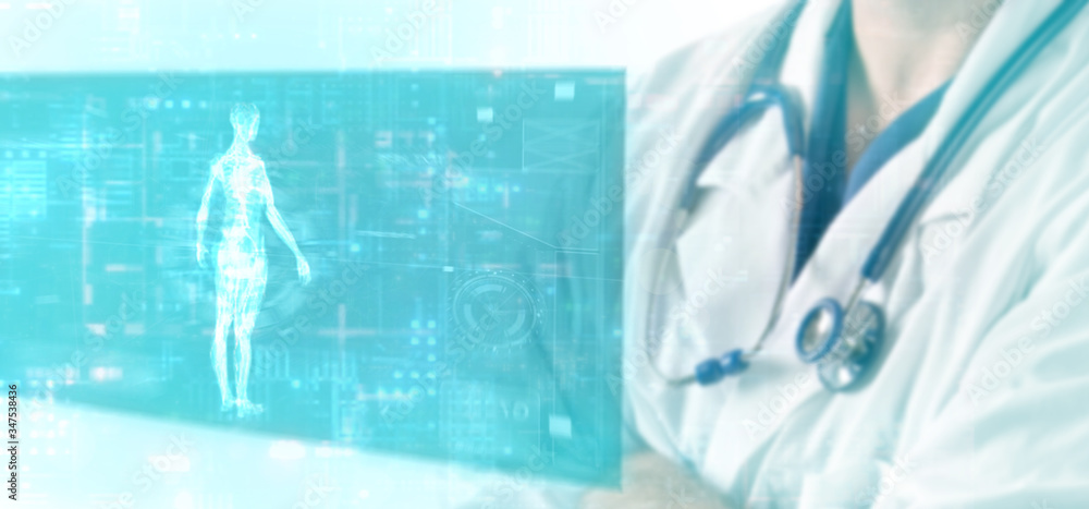 new normal Futuristic Technology in medical concept corona virus covid ...