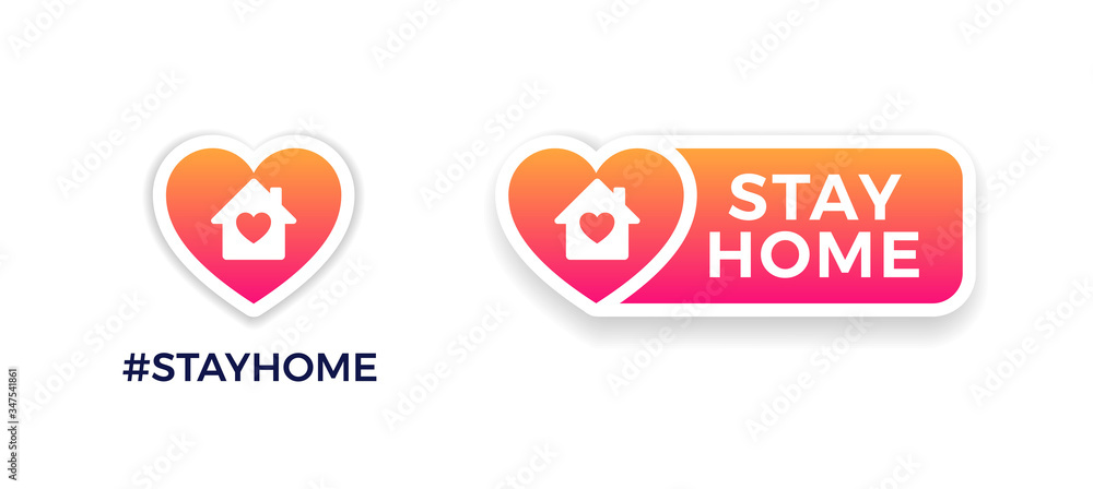 Stay home signs for social media. COVID-19 campaign to support self ...