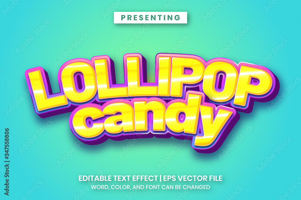 Editable font effect - lollipop candy cartoon style Stock Vector ...