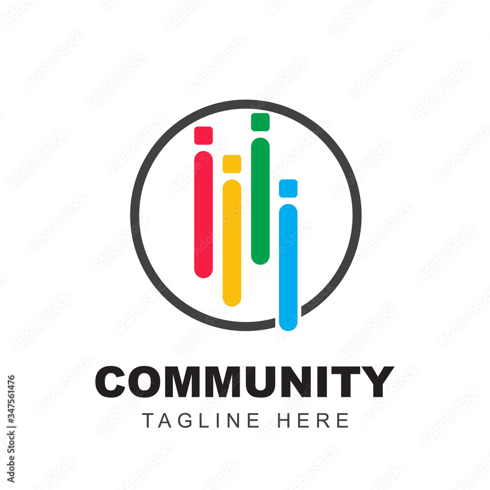 Community logo icon design with colorful people shapes. Symbol of ...
