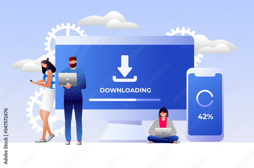 Download page of the mobile app, download system update vector ...