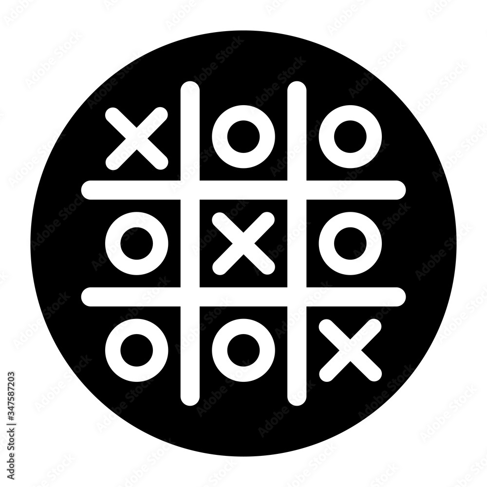 Tic tac toe icon on black circle. White background Stock Vector | Adobe ...