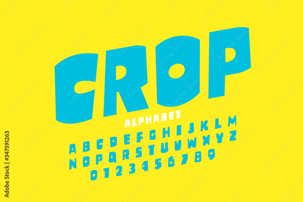 Crop style font, alphabet letters and numbers Stock Vector | Adobe Stock