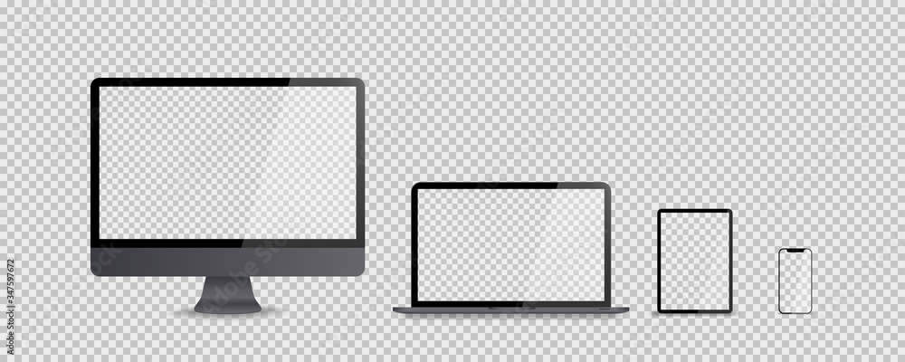 Devices mockup in realistic trendy design on transparent background ...