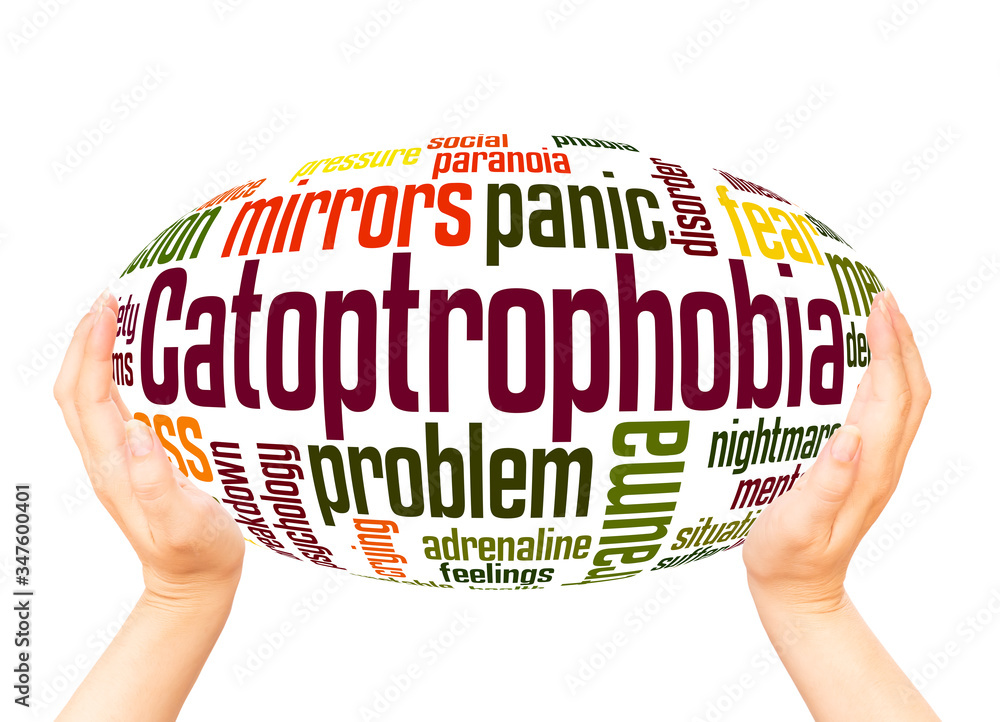 Catoptrophobia fear of mirrors word hand sphere cloud concept Stock ...
