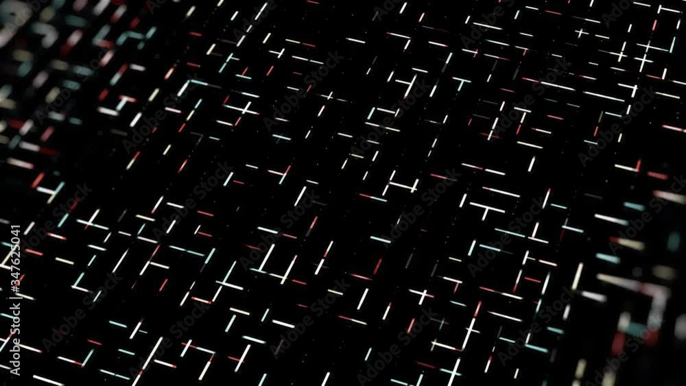 Geometric pattern with short dashes moving fast one by one ...