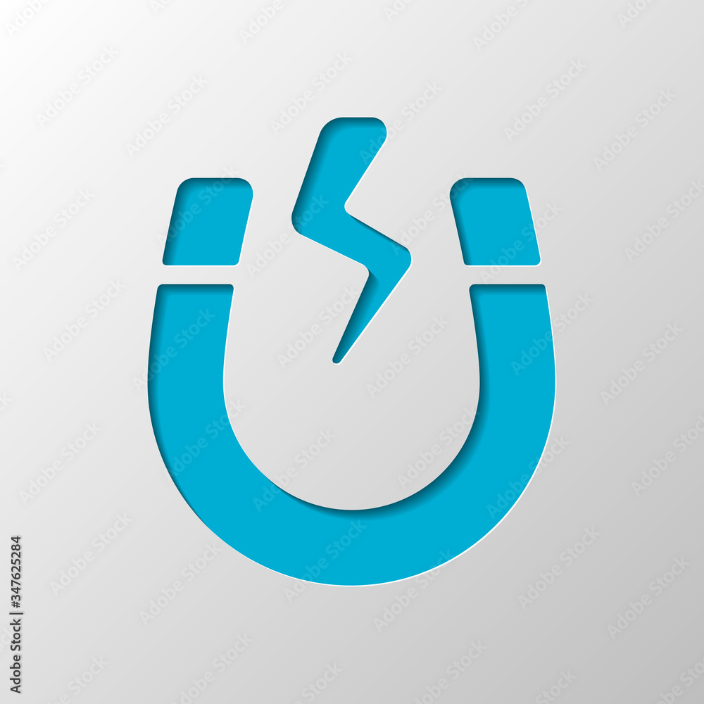 Magnet icon, sign of electromagnetic, silhouette of horseshoe, positive ...