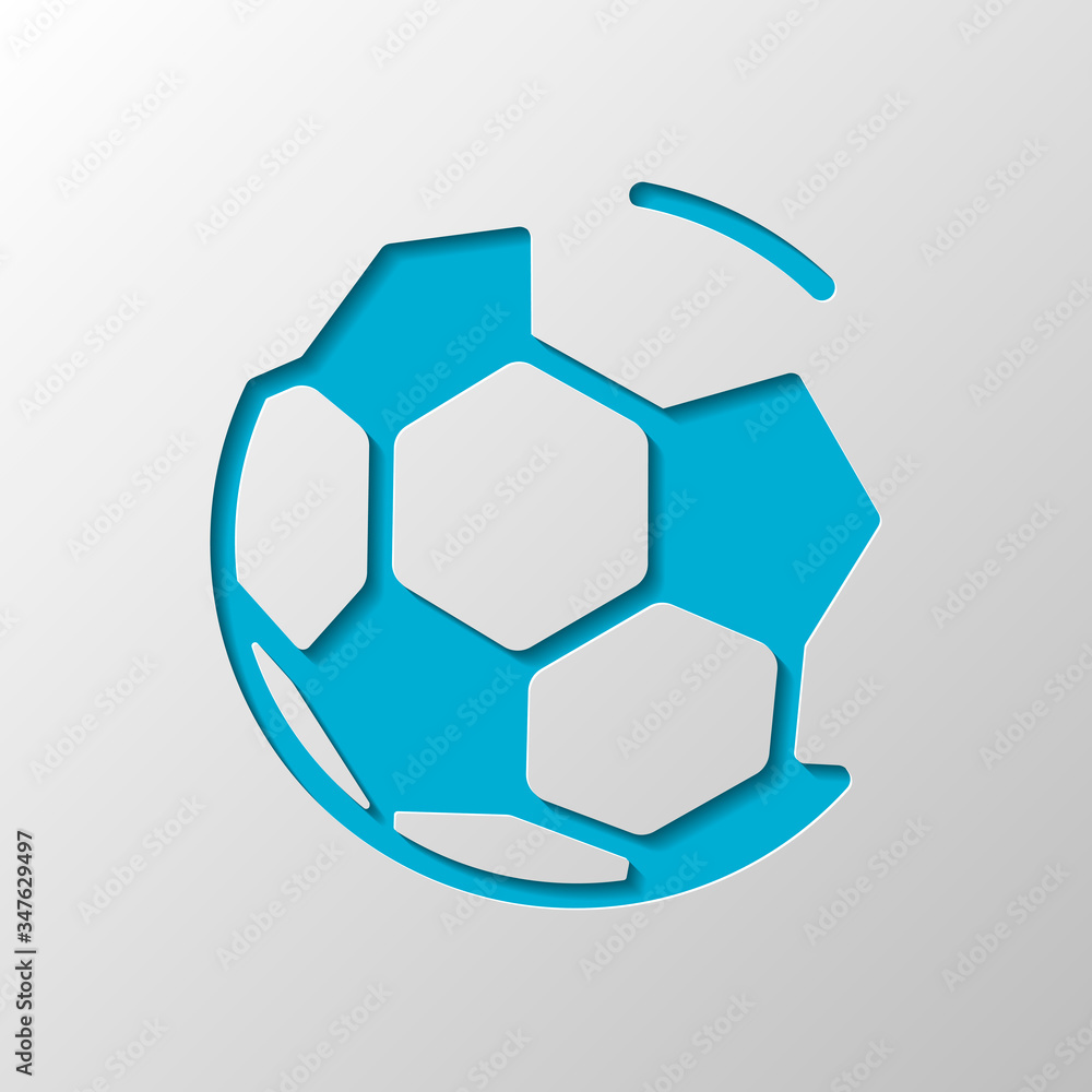 Simple football ball, sport logo. Paper design. Cutted symbol with ...