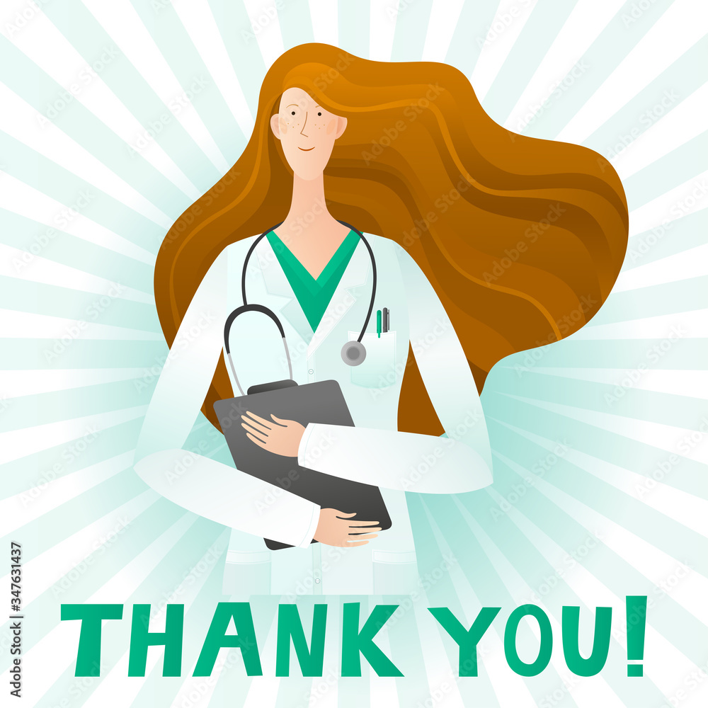 Thank you, doctors concept. Vector flat illustration. Greeting card ...
