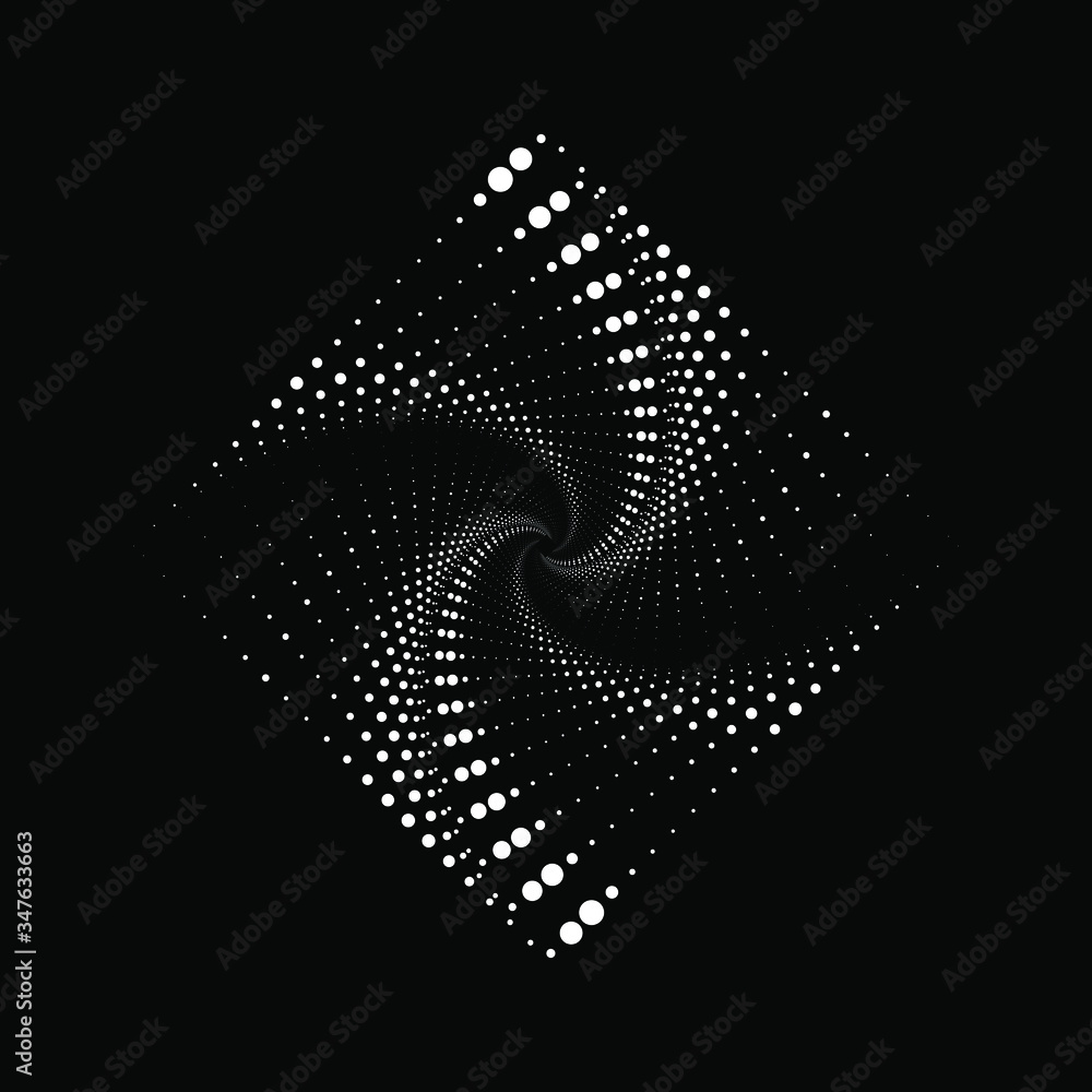 White vector shape in square form. Halftone dots. Trendy design element for frame, logo, tattoo ...