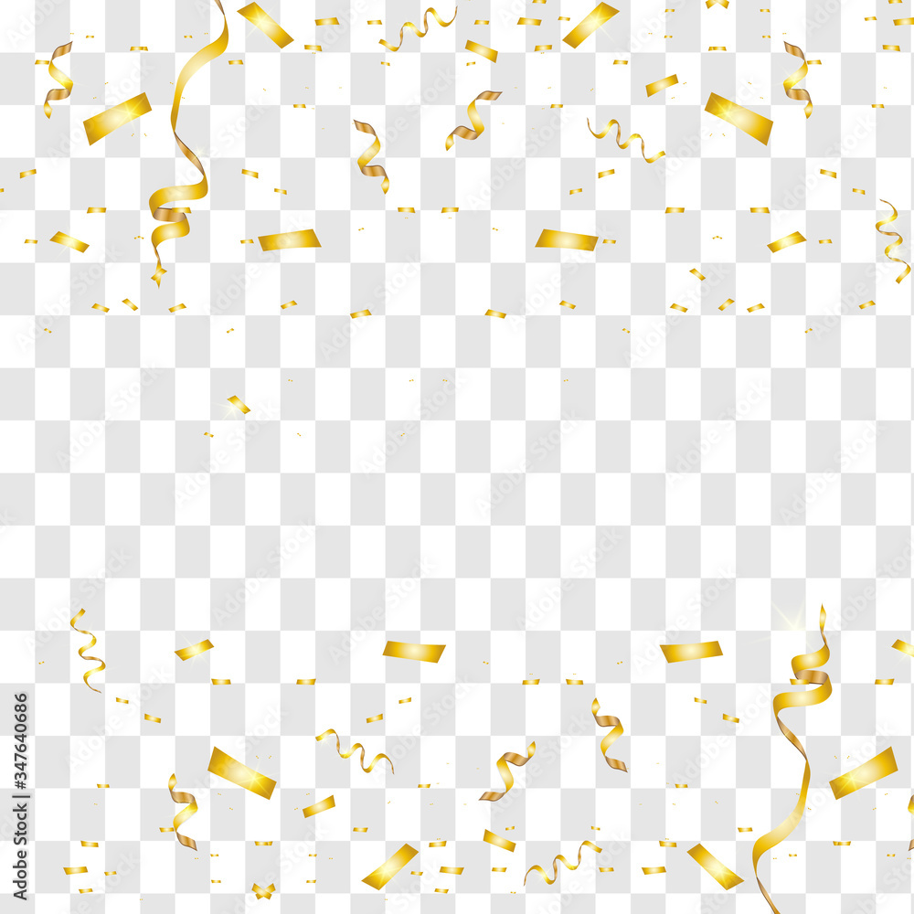 celebration background with gold confetti. Gold glitter confetti flying ...
