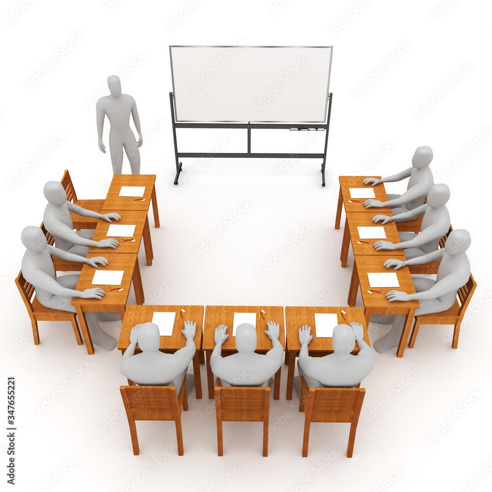 3d illustration stickman character doing presentation meeting with ...