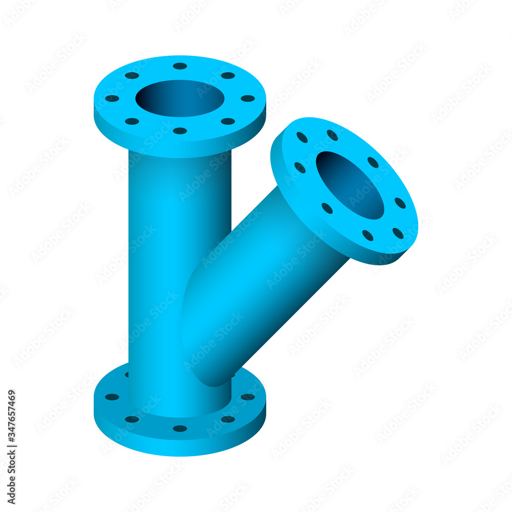 Pipe vector. Connection by flange fitting. For pipeline construction to ...