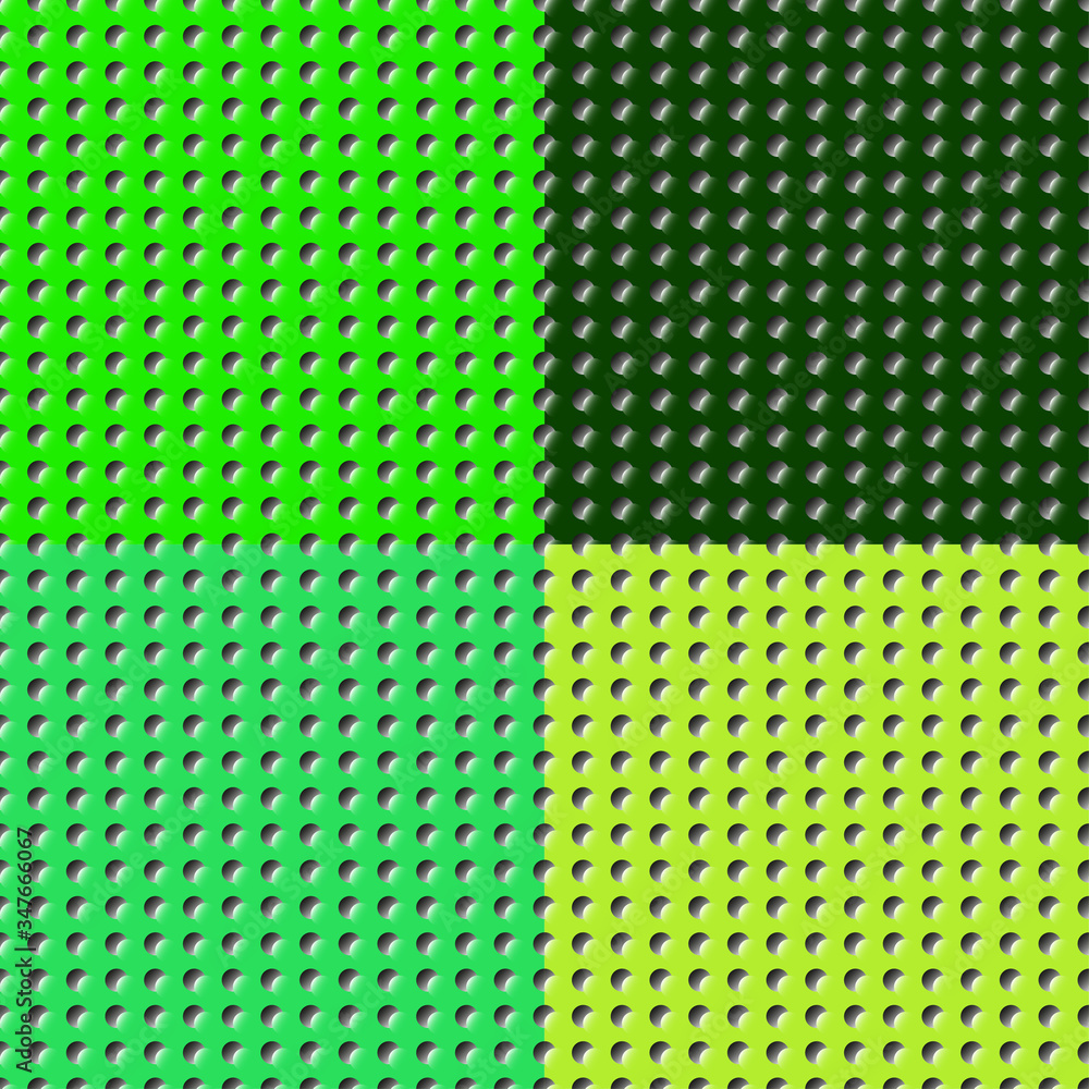 Set of different shades of saturated green color perforated flat ...
